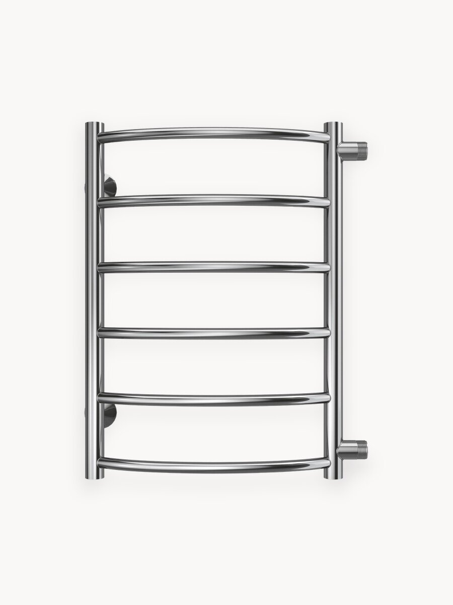 Полотенцесушитель водяной с боковым подключением из нержавеющей стали лесенка для ванной хром 40 х 60 см / Классик Terminus / межосевое расстояние 500 мм