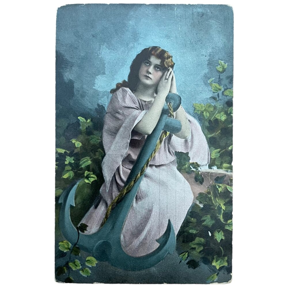 Почтовая открытка "Девушка с якорем" 1900-1917 гг. Европа