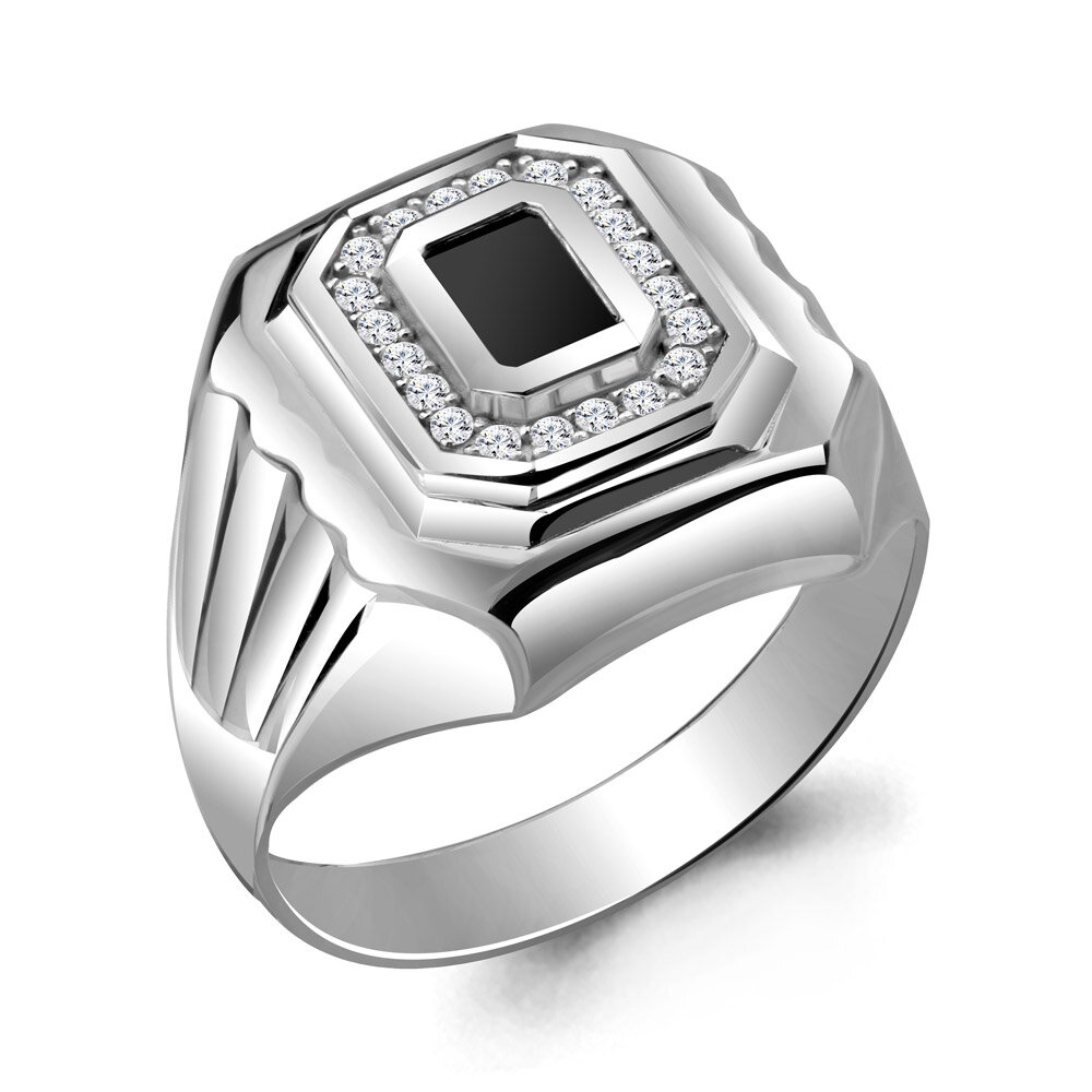 Печатка, серебро, 925 проба, фианит