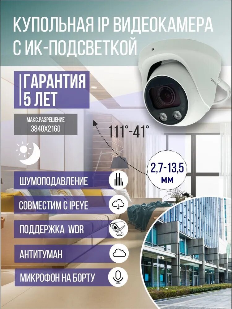 Купольная IP-видеокамера IPTRONIC IPT-IPL800DMA(2,7-13,5)P