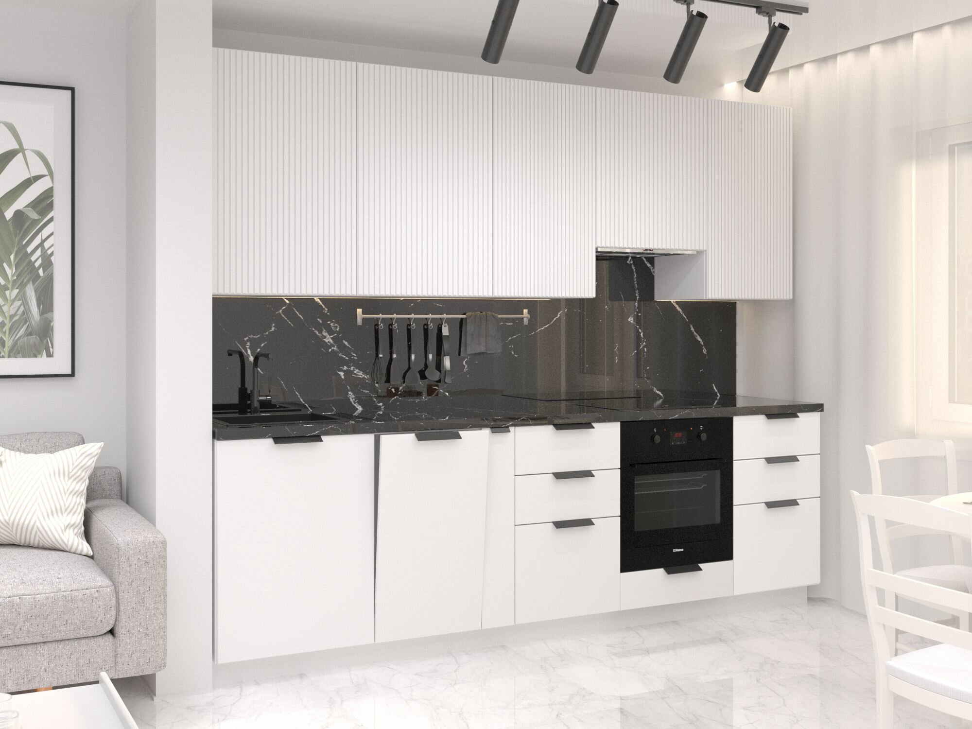 Кухонный гарнитур Евро Лайн Белый, 2800 мм