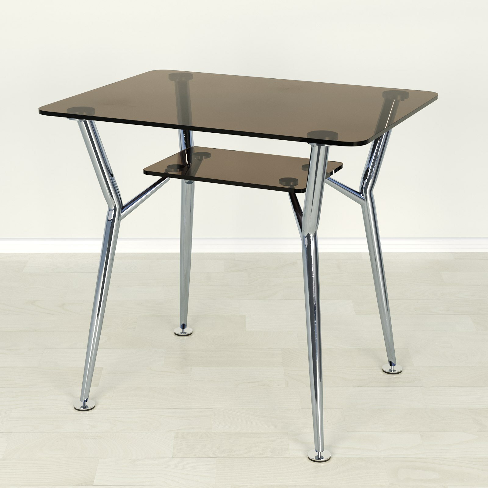 Стеклянный стол для кухни Квадро 10 бронза/хром (800х600 мм)