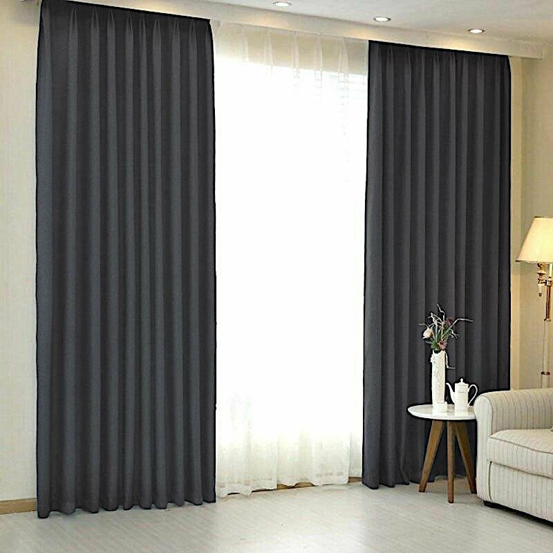 Шторы блэкаут - 2 шт. для высоких окон (шир. 540 см * выс. 350 см) цвет черные Цена за 2 шторы на ленте Б-70