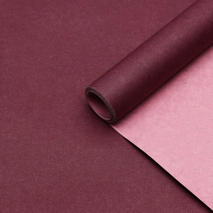 Бумага крафт двухсторонняя, розовый-бордовый, 0.68×10 ±5% м