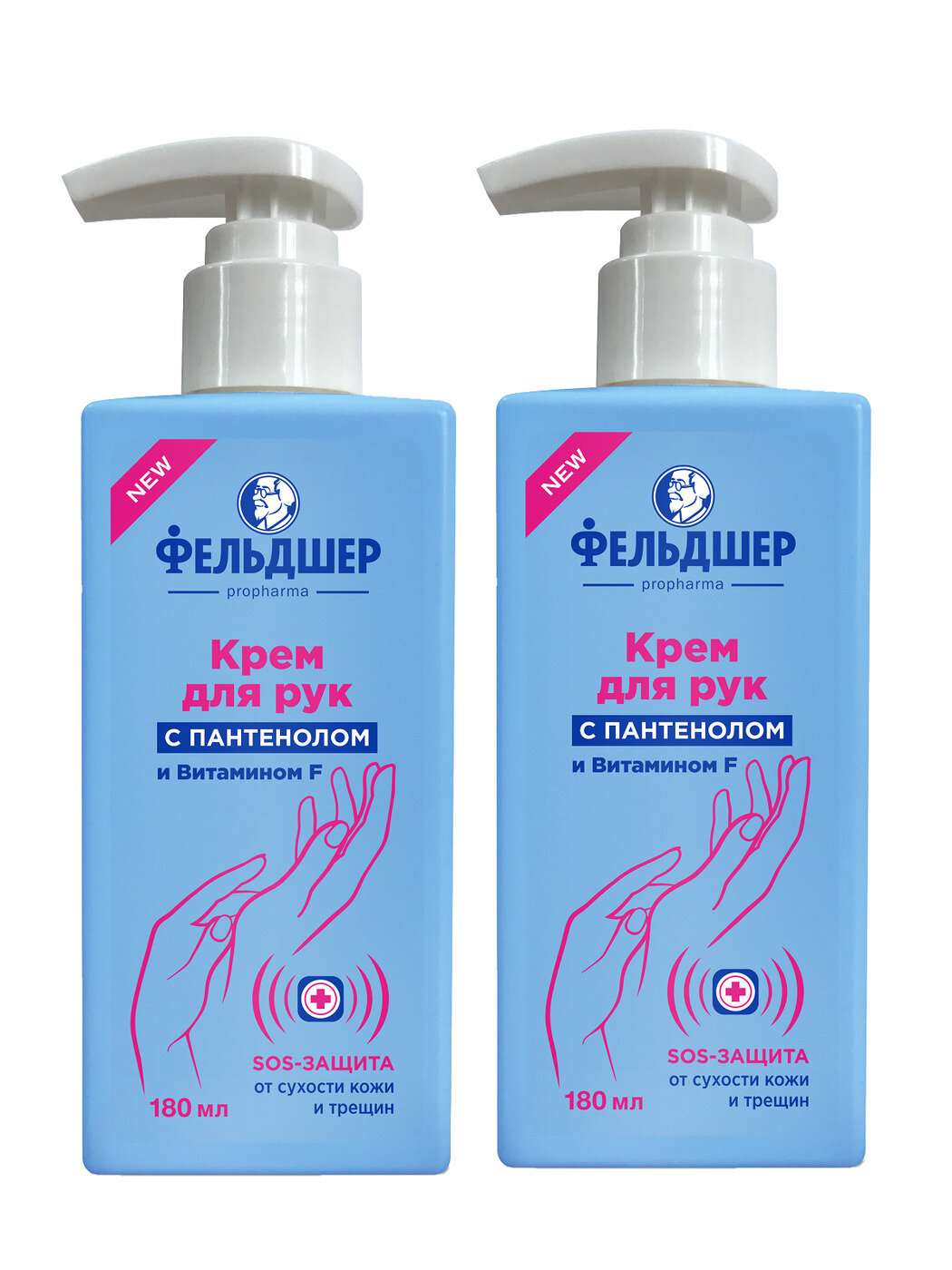 Фельдшер Крем для рук с пантенолом и витамином F "SOS-защита" 180мл (2 штуки)