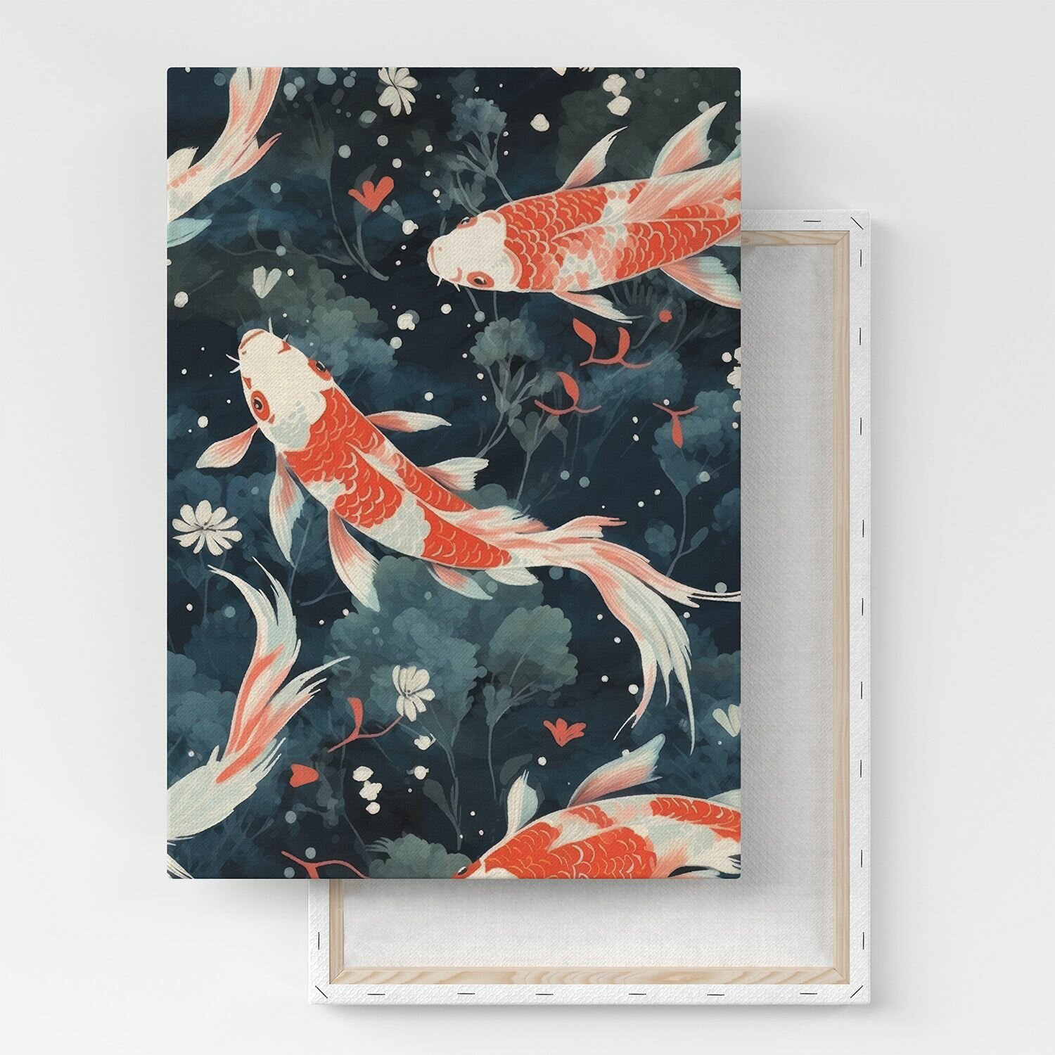 Картина на холсте, репродукция / Карпы кои / Размер 40 x 53 см
