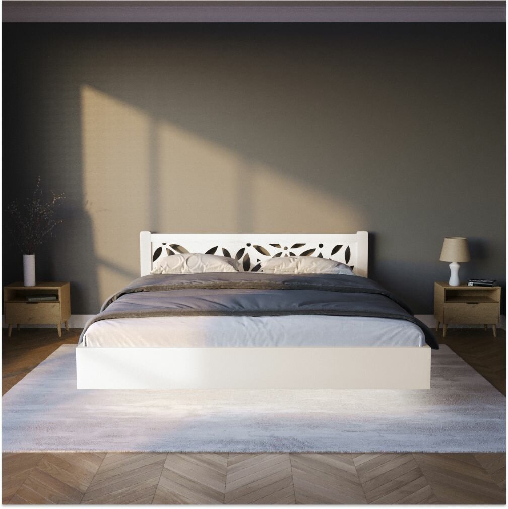 Кровать двуспальная 160x200 парящая Элиз цвет Слоновая кость