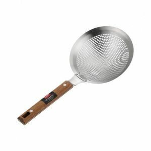 Ложка шумовка поварская с деревянной ручкой премиум для вока казана диаметр 28 см