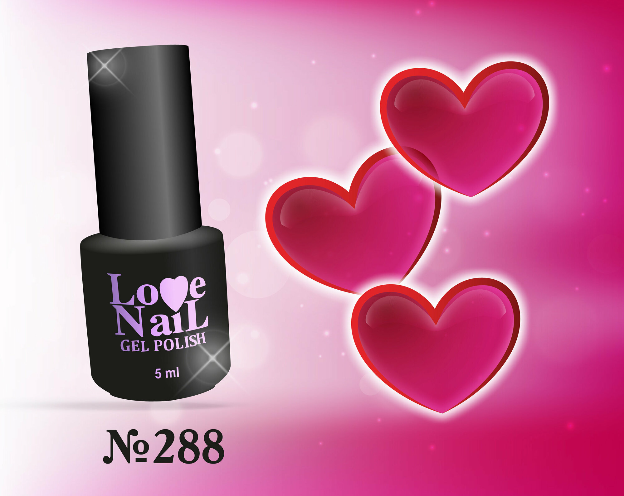 288 LoVe Nail гель лак класса премиум витраж 5 мл.
