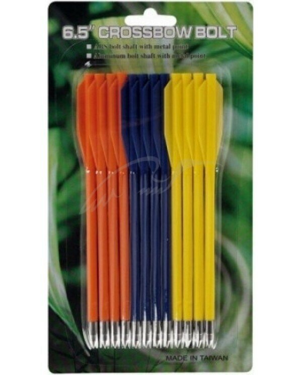 Набор стрел "Man Kung", для арбалета-пистолета, цвет: оранжевый, синий, желтый, длина 6,5", 12 шт