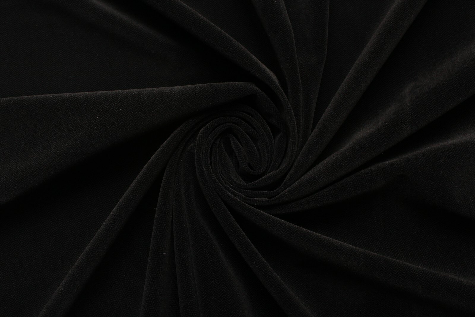 Ткань Бархат-велюр на трикотажной основе чёрный с рисунком в ёлочку, ш150см, 0,5 м