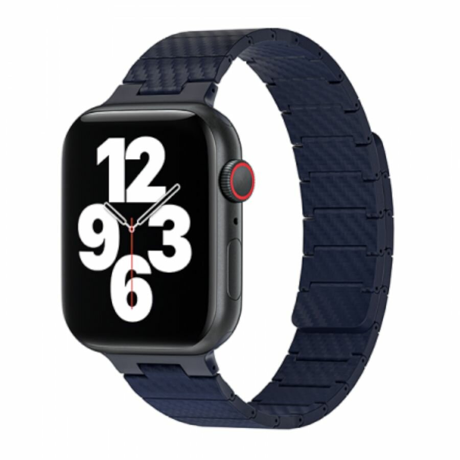 Кевларовый ремешок для часов (магнитный) WiWU Wi-WB009 Carbon Fiber для iWatch 1-8/SE 38/40/41мм, синий