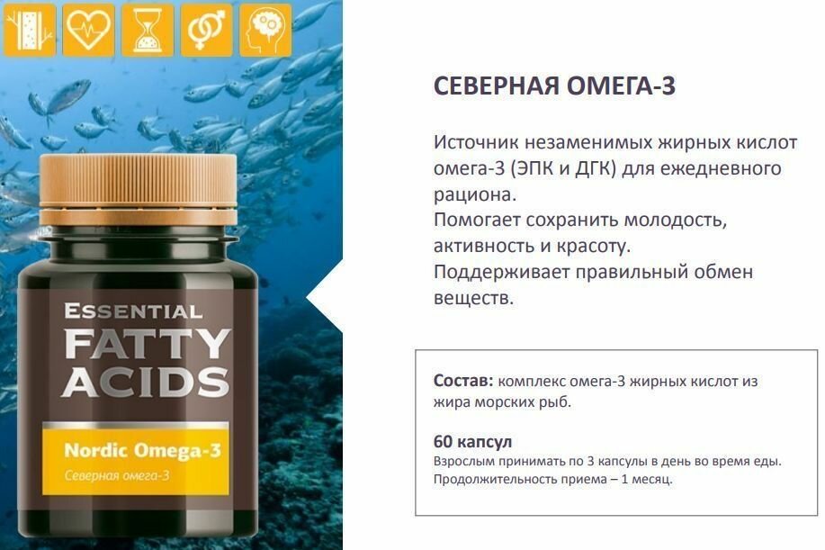 Северная омега-3 Essential Fatty Acids,60 капсул
