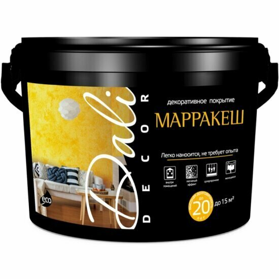 Декоративная штукатурка Dali Марракеш, акриловая, жемчужная, белая, 6 кг