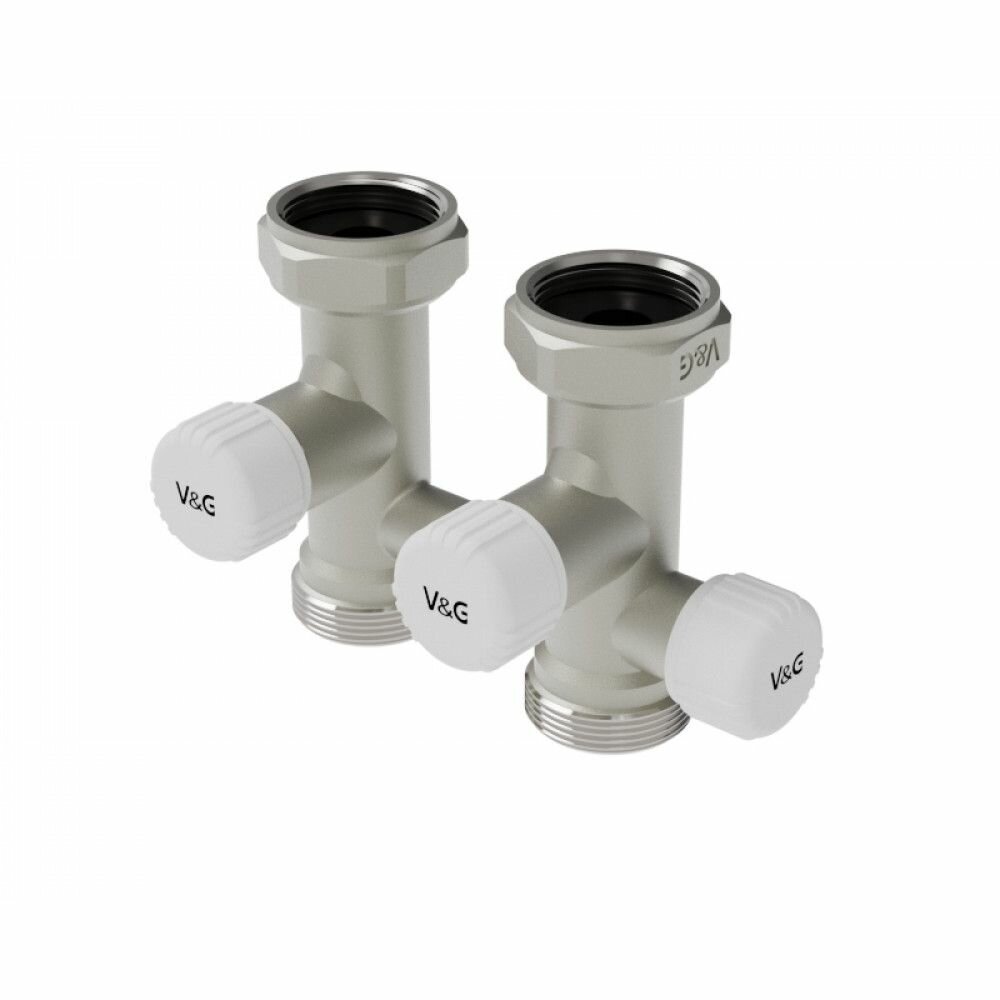 Узел Н-образный прямой с вентильными затворами 3/4"В x 3/4" евроконус VALOGIN VG-607101