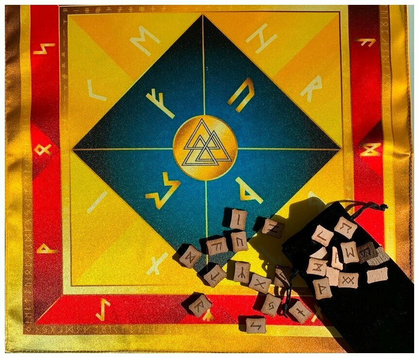 Стартовый рунический комплект Скандинавские руна + Скатерть