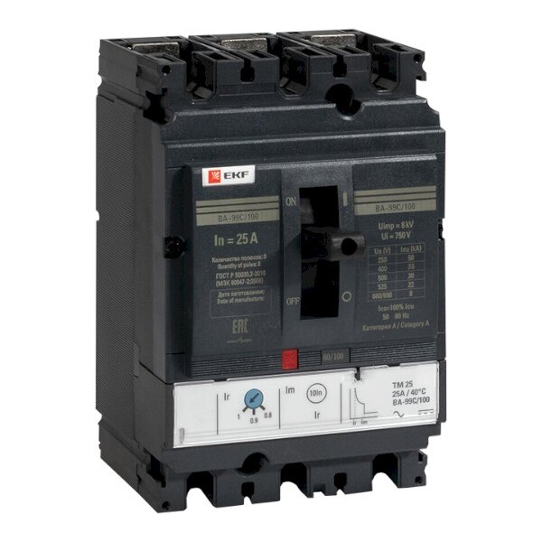 Выключатель автоматический ВА-99C (Compact NS) 100/ 25А 3P 36кА PROxima EKF mccb99C-100-25