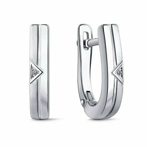 Серьги, серебро, 925 проба, бриллиант