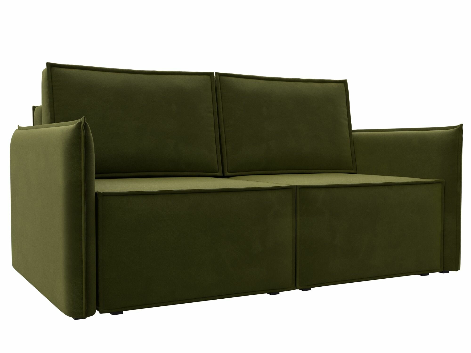 Диван прямой Либерти мини, микровельвет, механизм раскладушка, зеленый, 159x108x94см. Хит Диванов