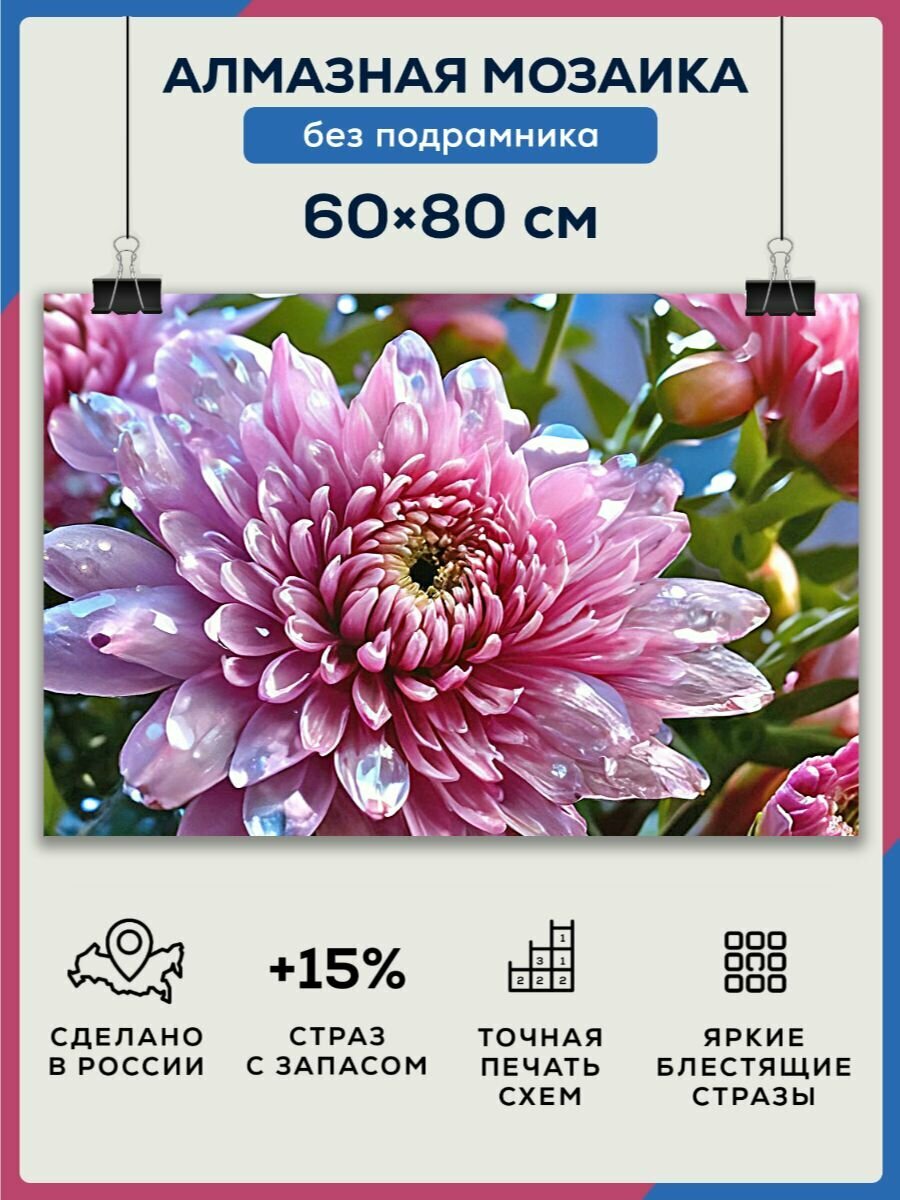 Алмазная мозаика 60x80 Астры цветы без подрамника