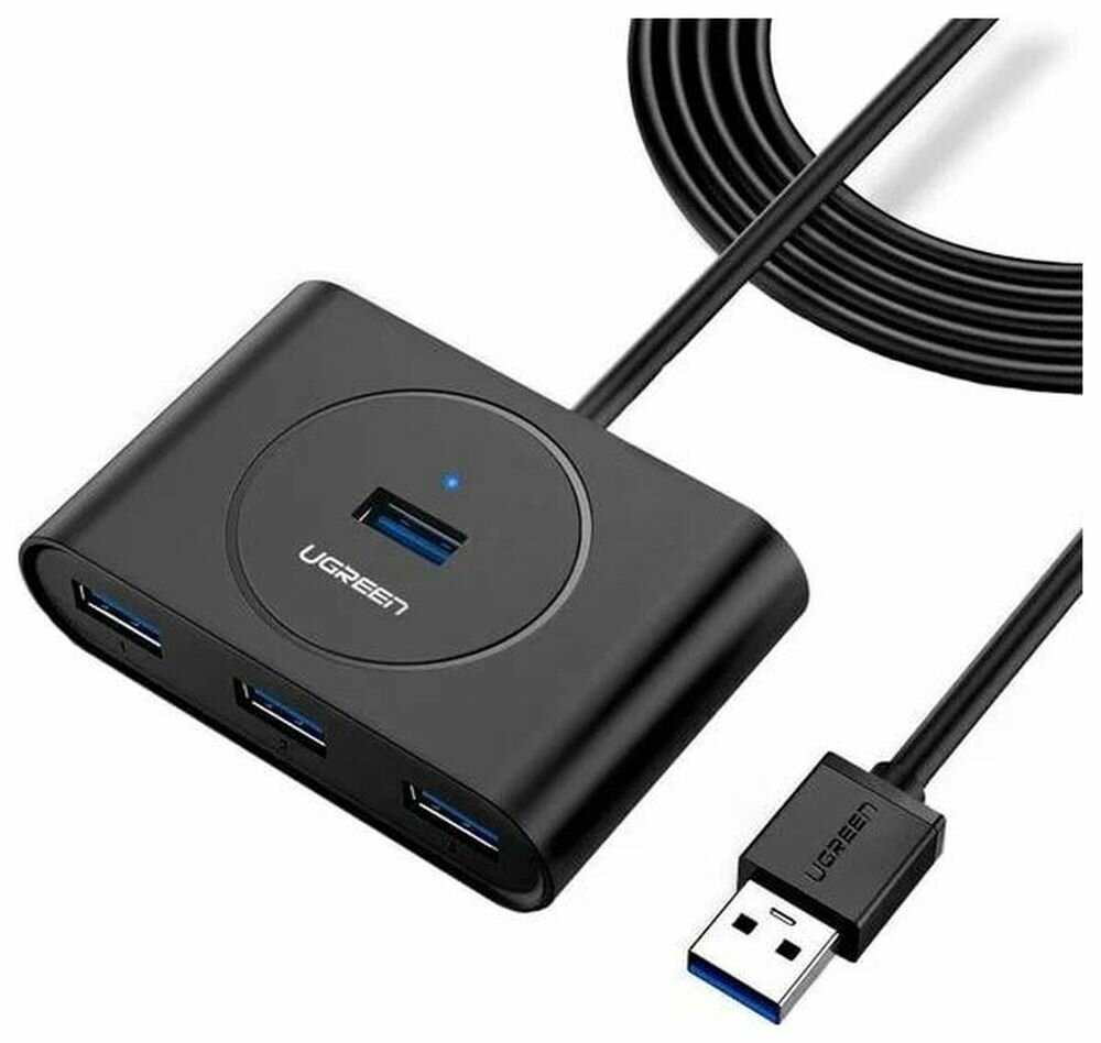 Хаб UGREEN CR113 (20290) USB 3.0 Hub (0,5 метра) чёрный