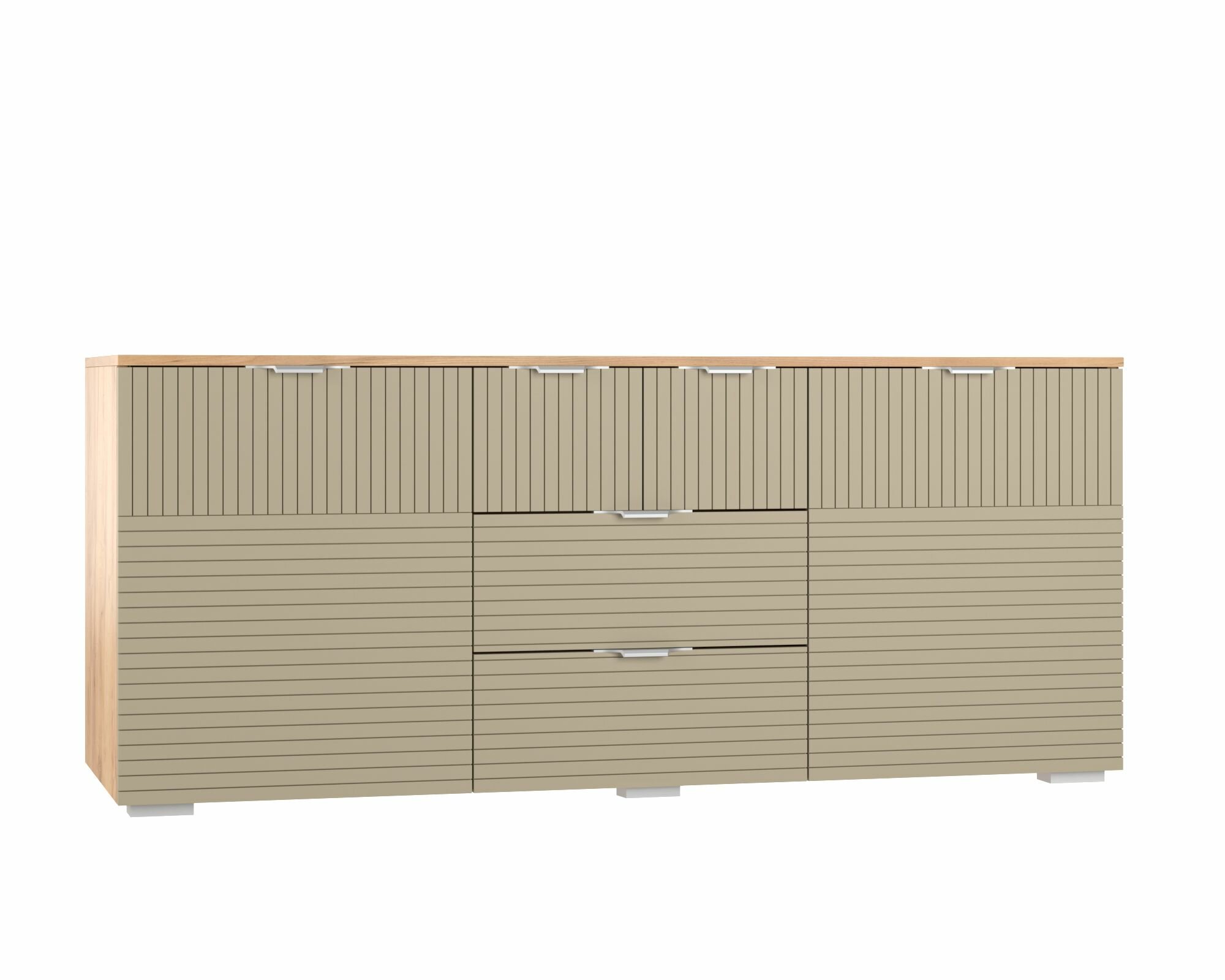 Комод для вещей "Аметист 4" 150х64х50, дуб крафт золотой / мокко