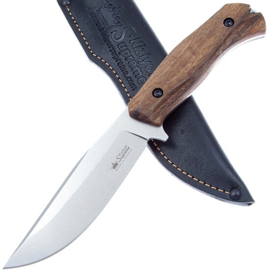 Нож с фиксированным клинком Kizlyar Supreme Atlantis AUS10Co Stonewash, ножны кожа