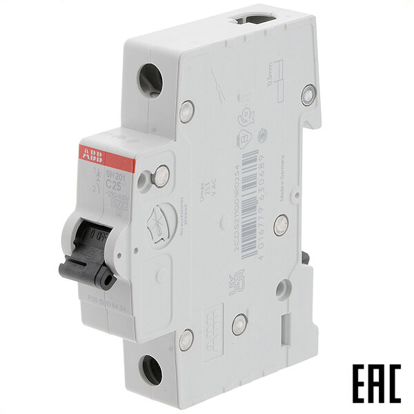 Автоматический выключатель SH201 C25А/1п/ 6,0кА на Din-рейку 2CDS211001R0254 C25 АВВ (4 шт. в наборе)