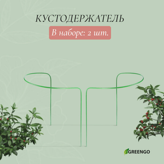 Greengo Кустодержатель, d=30 см, h=60 см, ножка d=0.3 см, металл, набор 2 шт, зелёный, Greengo