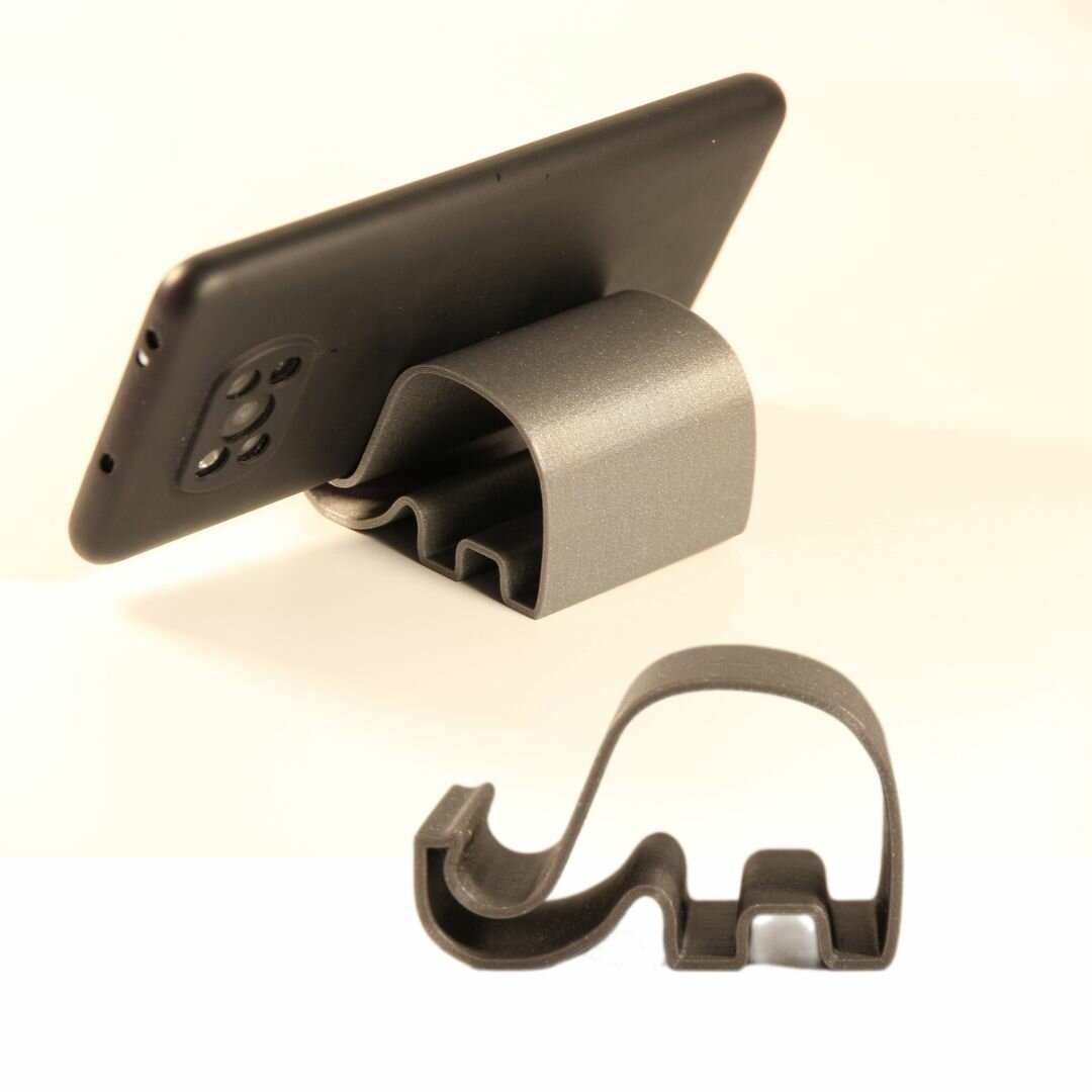 Подставка для телефона Слоник Elephant phone holder, 3D печать, серый