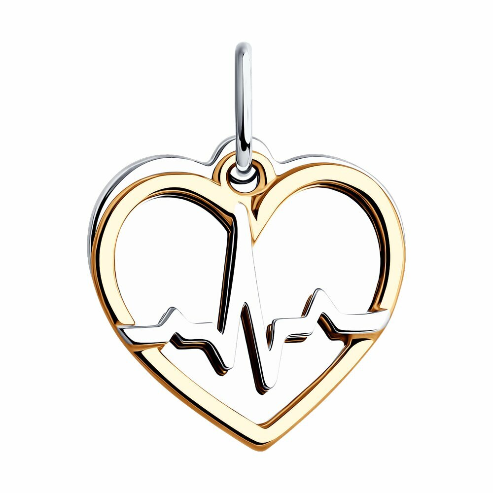 Подвеска, серебро, 925 проба, золочение