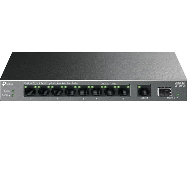 Коммутатор TP-LINK LS1210G, неуправляемый, настольный, L2, 9 портов Ethernet 1 Гбит/c — фото 1