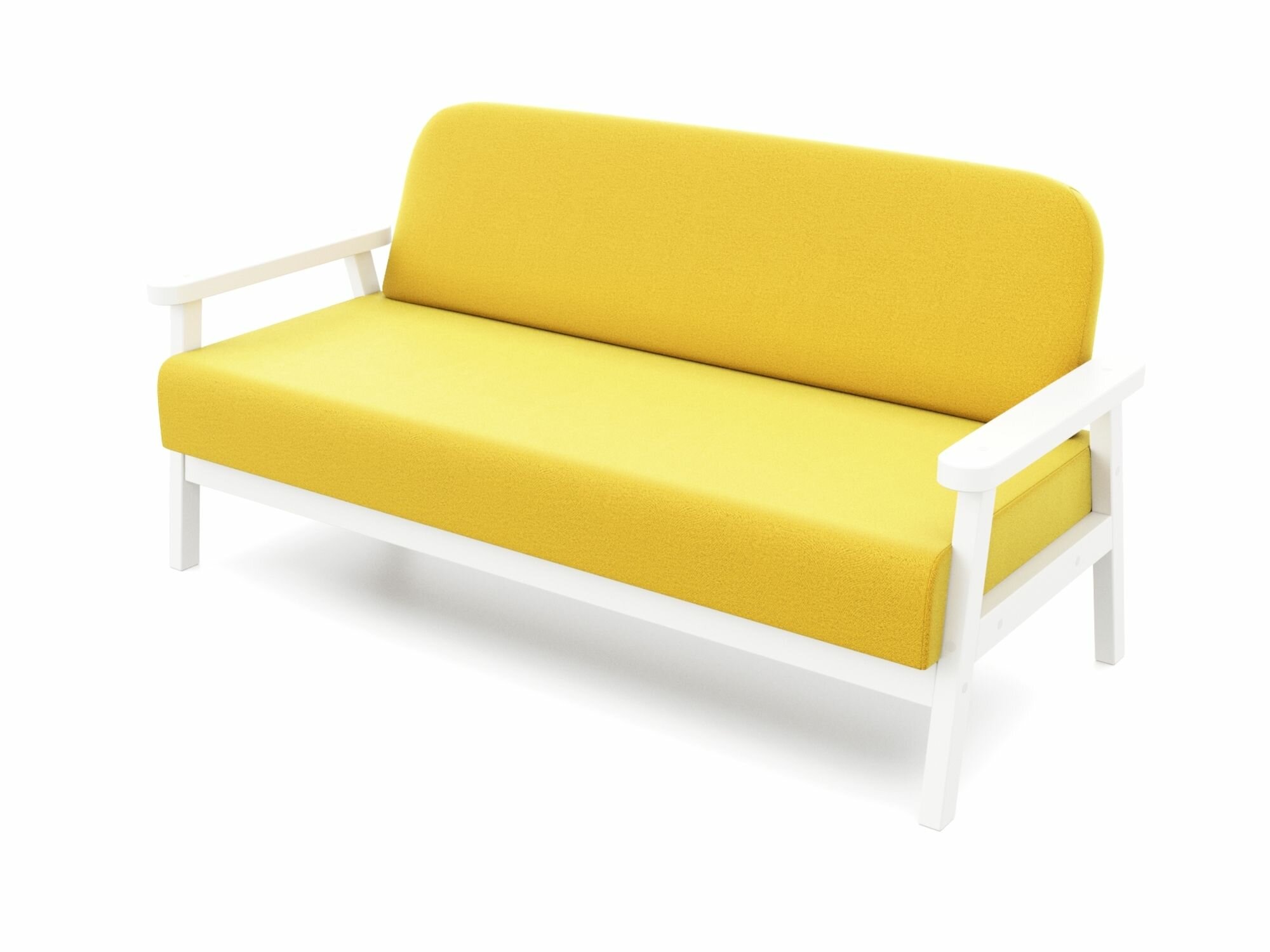 Мини диван Arsko Флори-М желтый-белый, велюр, массив дерева, на дачу, на веранду, в террасу, для бани, кухонный