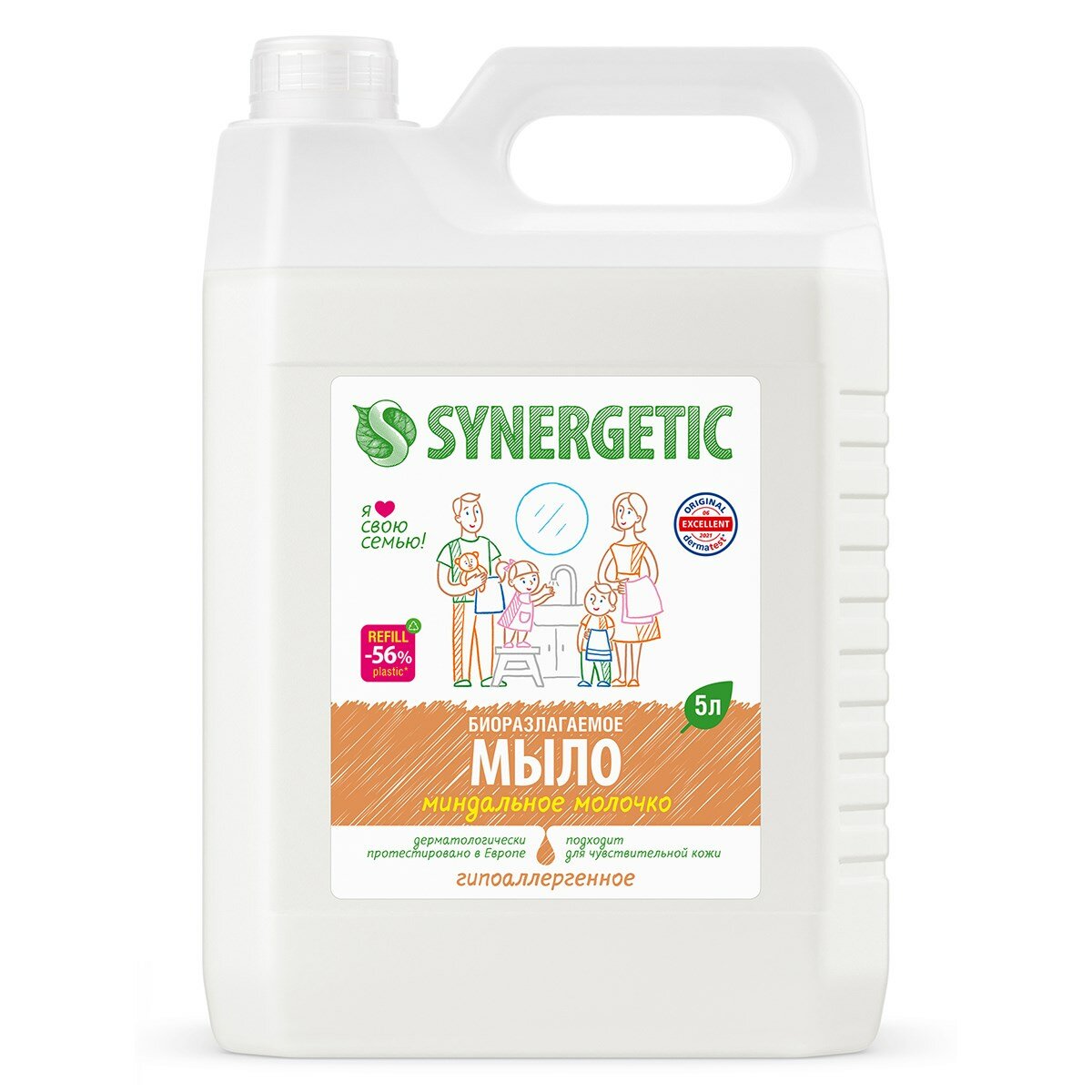 Мыло жидкое Synergetic Миндальное молочко гипоаллергенное, 5л, (1 шт)