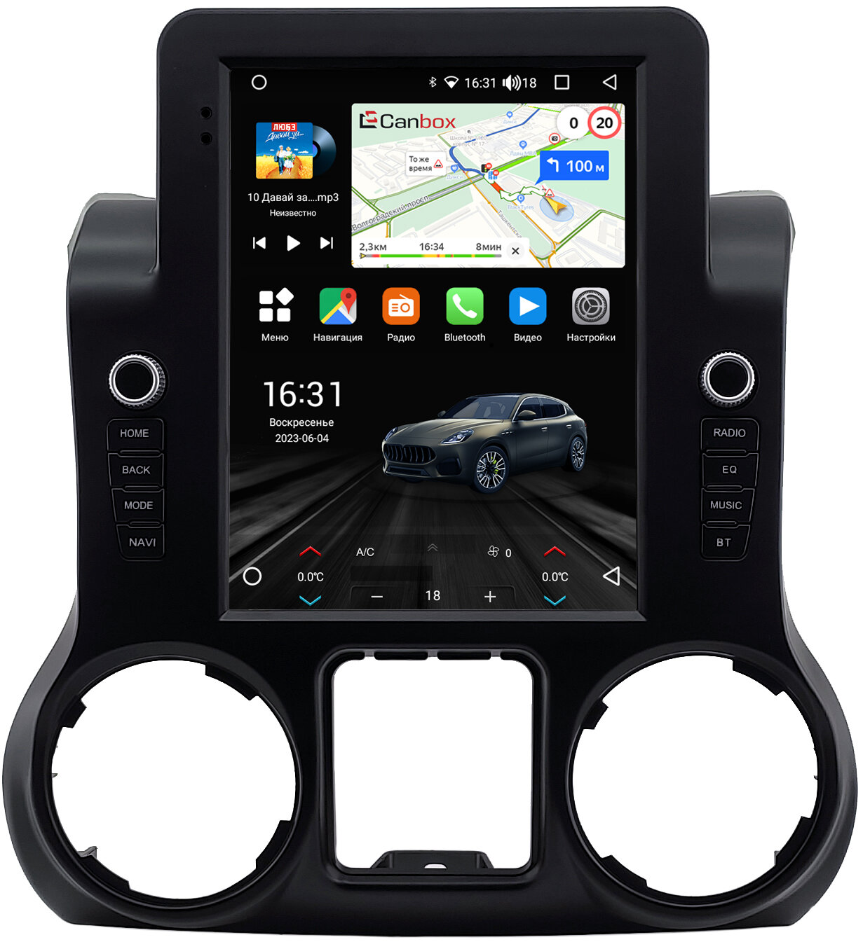 Штатная магнитола Jeep Wrangler 3 (JK) 2014-2018 Canbox M-Line (Tesla) 9.7" 2/32 5620-1312-208 Android 10 (4G-SIM, DSP, QLed)