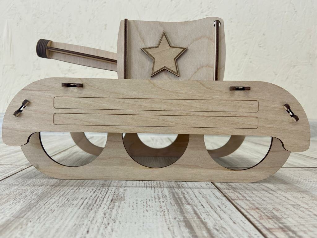 Танк под пиво на 23 февраля из фанеры / Пивной ящик, Подарочная упаковка для пива / разобранный 2шт