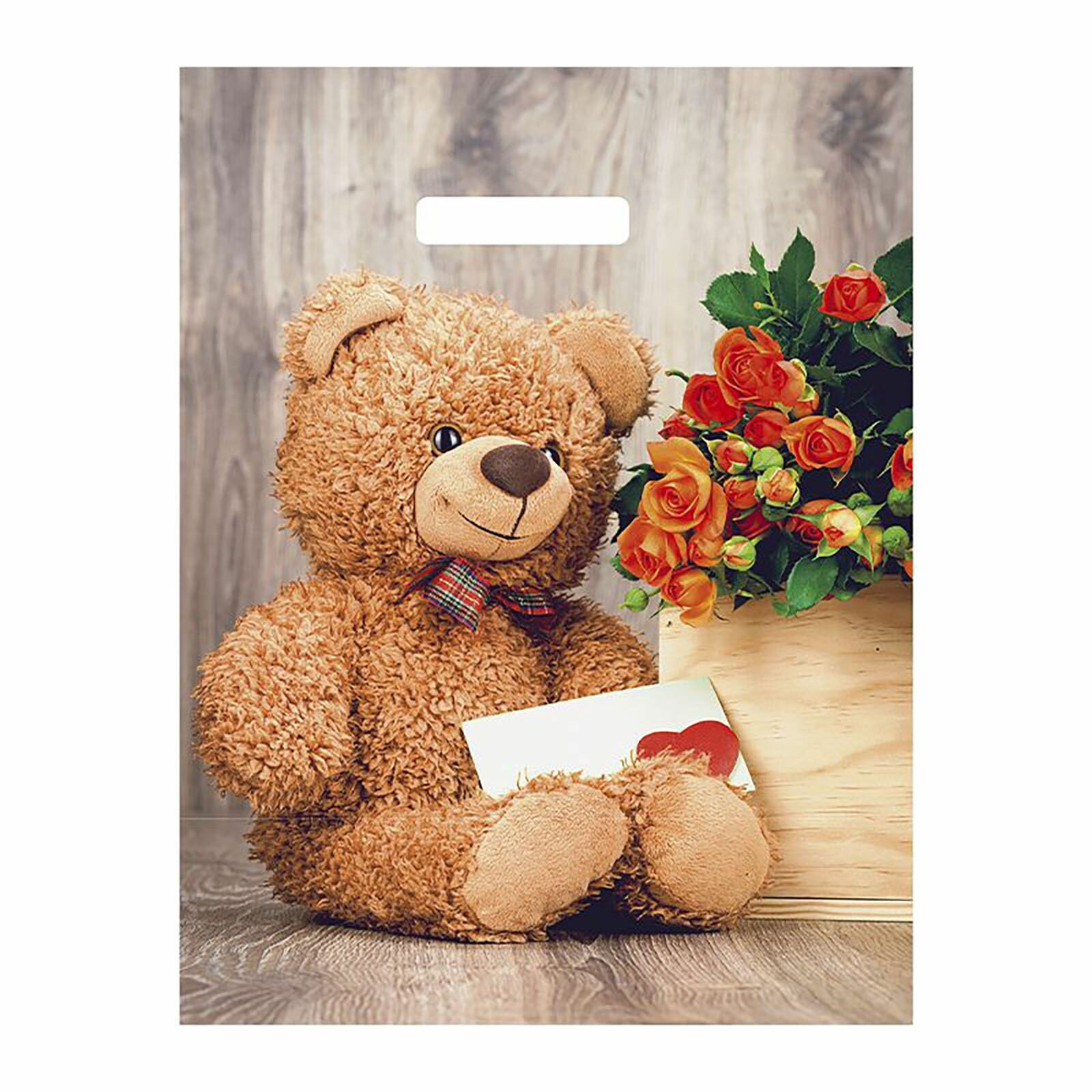 Пакет подарочный Мишка и розы , 31*40 см, 1 шт. / АртПласт