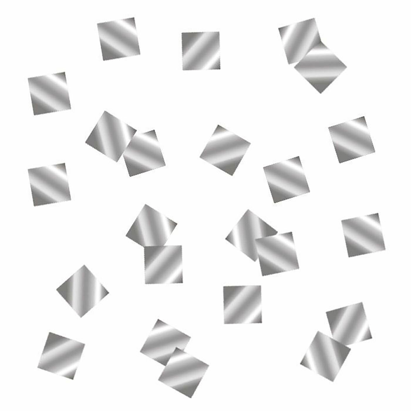 Конфетти "Квадраты серебряные" фольгированные / 10 мм / 500 г.