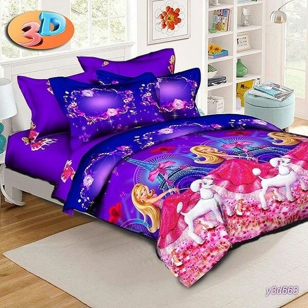 ЛайтПостель комплект постельного белья "Барби с пуделем-3", простыня на резинке 80х160см