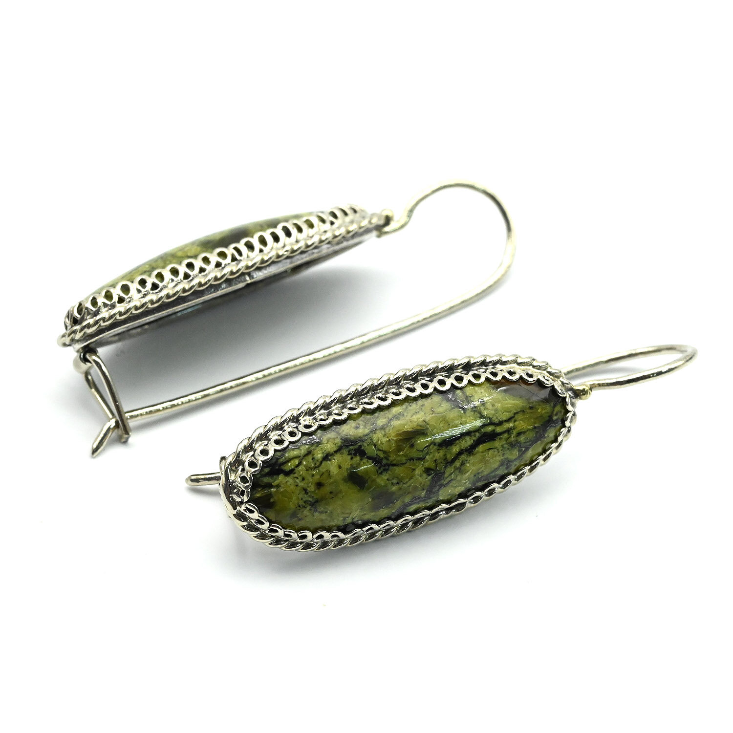 Серьги, змеевик