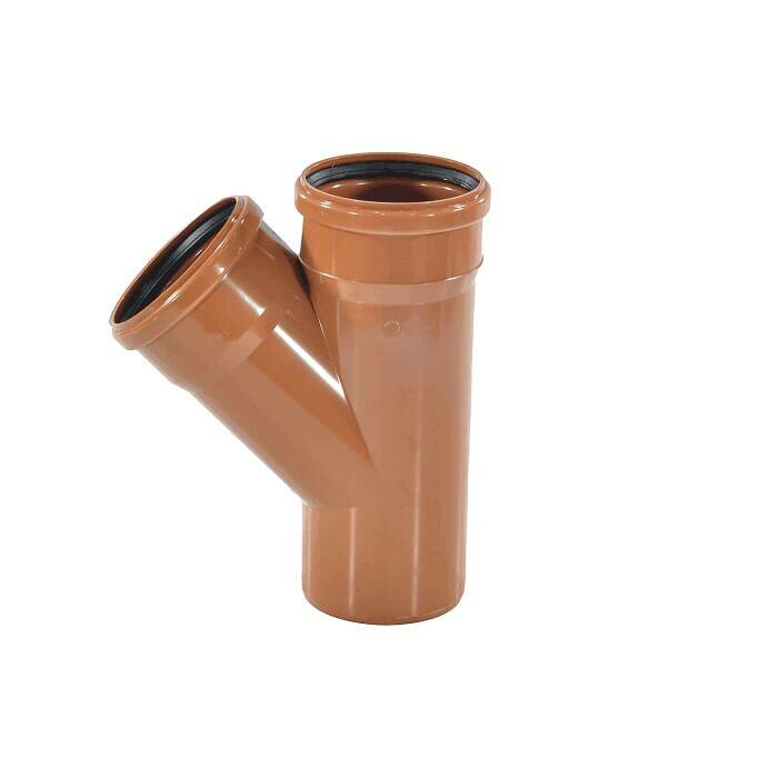 Тройник НПВХ коричневый Дн 110х110х45гр б/нап в/к Агригазполимер