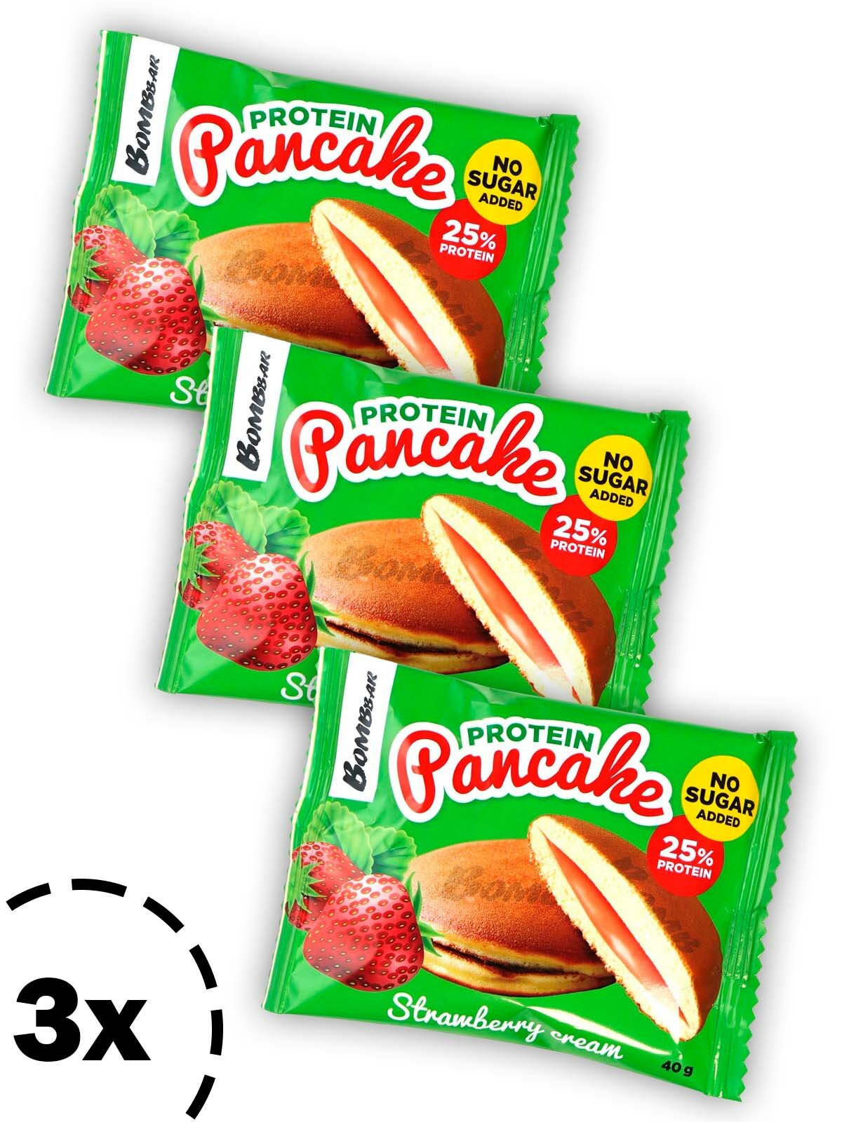 Протеиновый батончик BombBar Панкейк протеиновый 3 х 40 г, Клубничный крем