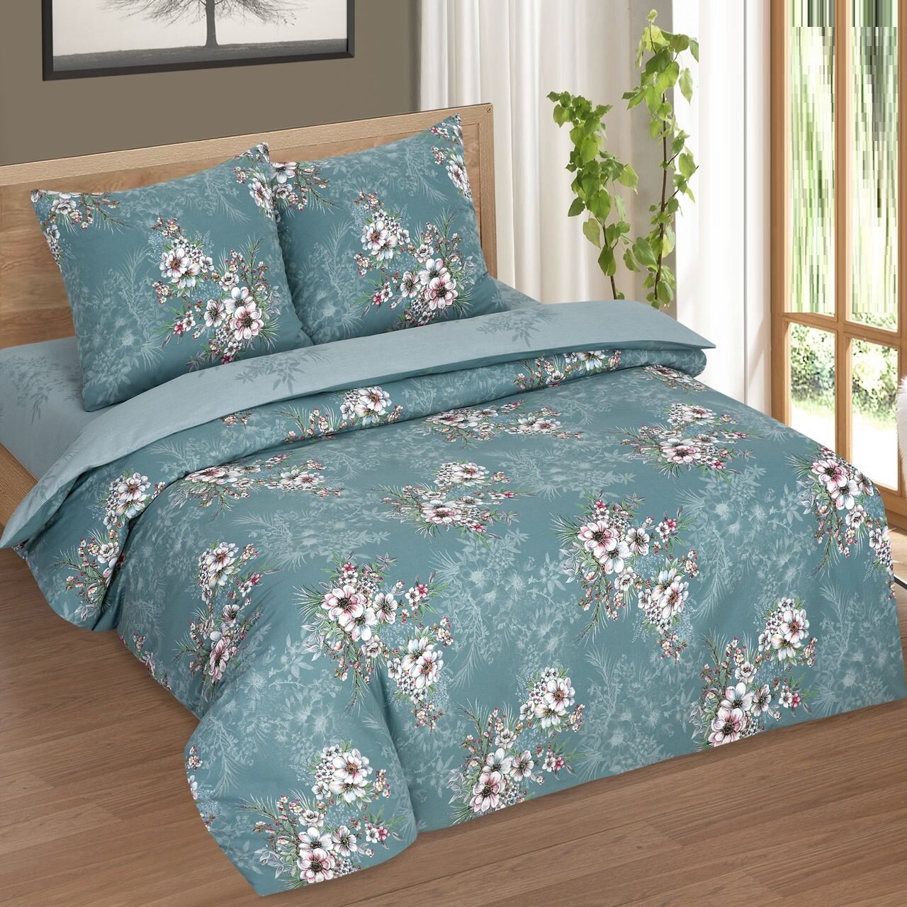 Постельное Белье 1.5-спальное из Поплина «Джия арт. 900»