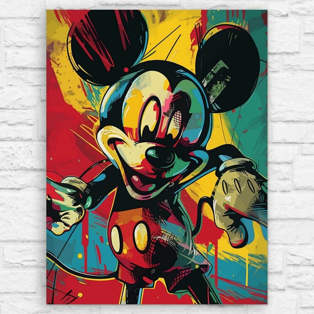 Картина по номерам на холсте криповый Микки Маус (Mickey Mouse, комикс) - 15187 В 60x80