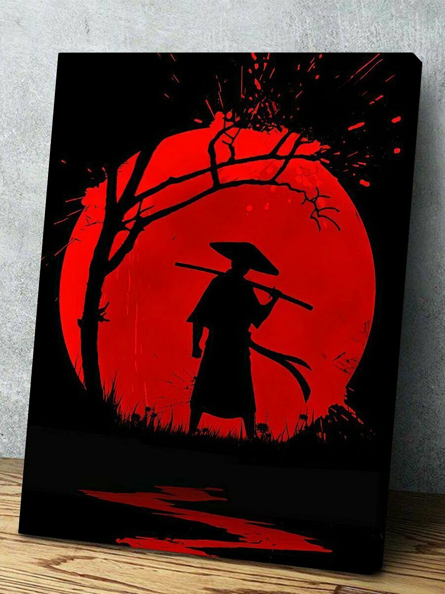 Картины для интерьера 60х80 Самурай Япония тень арт