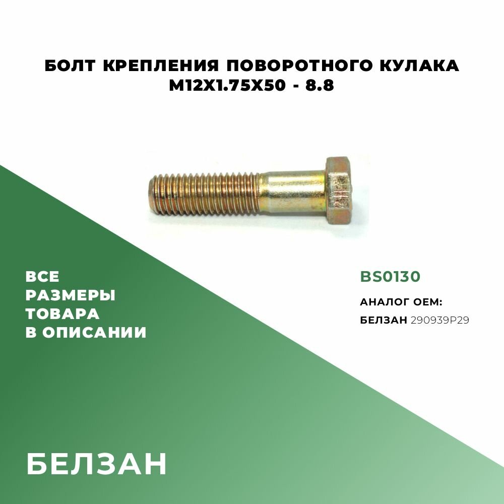 Болт поворотного кулака M12х50х1,75-8.8; ОЕМ:290939P29; BS0130