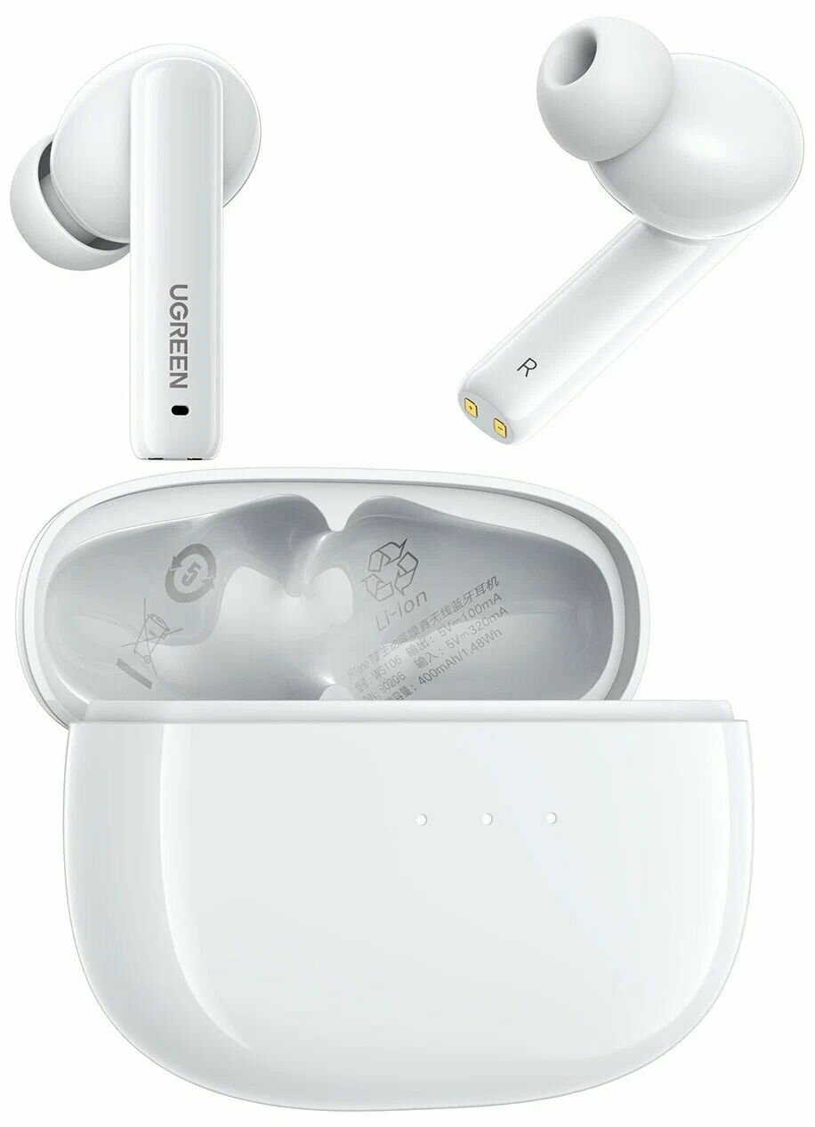 Беспроводные наушники Ugreen WS106 HiTune T3 Active Noise-Cancelling Wireless Earbuds с функцией активного шумоподавления белый европейская версия