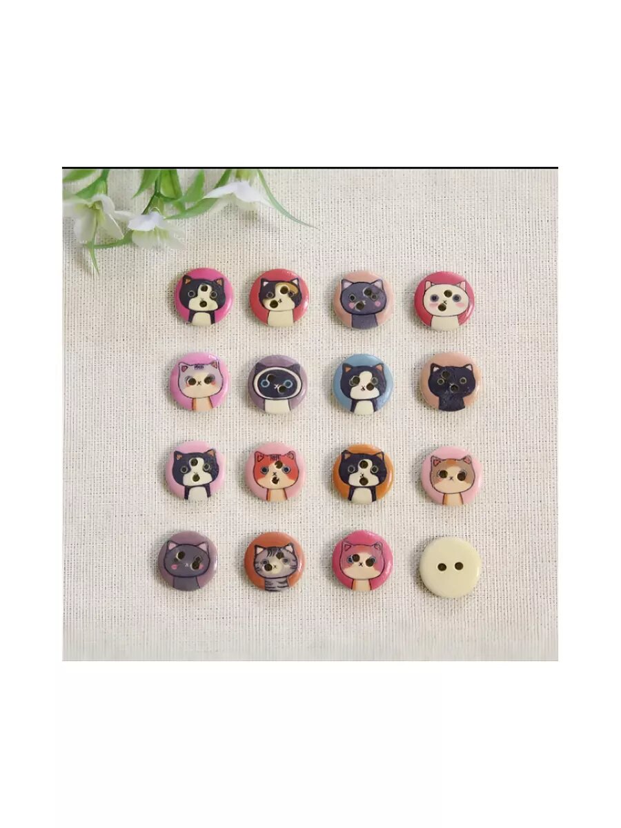 Пуговица детская деревянная котик