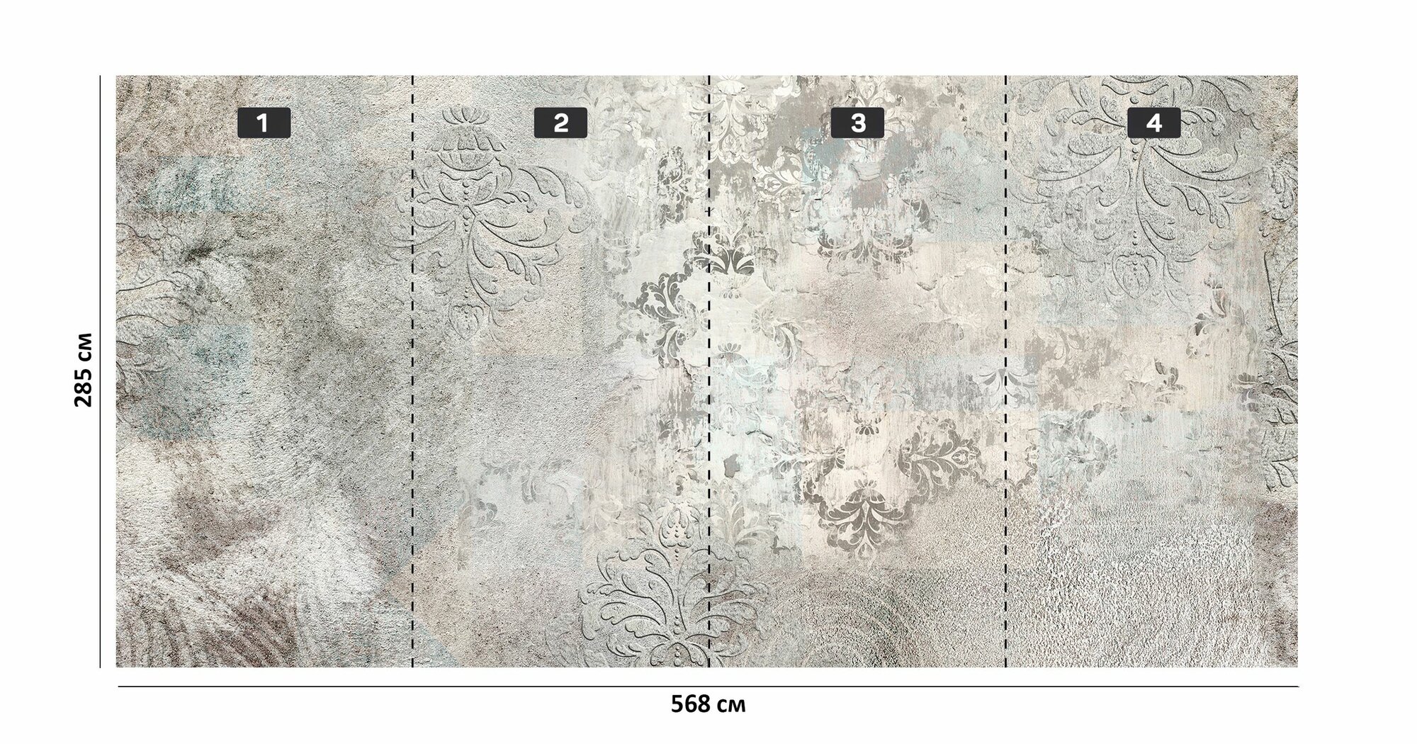 Гибкий мрамор "Флорал" полотно №3; 1420х2850; 4,047 кв. м.