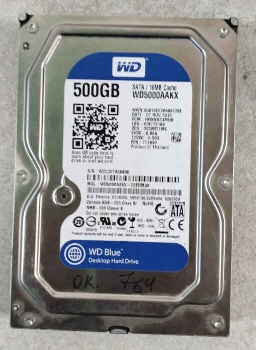 Жесткий диск 3.5" 500Gb Sata WD Blue WD5000AAKX
